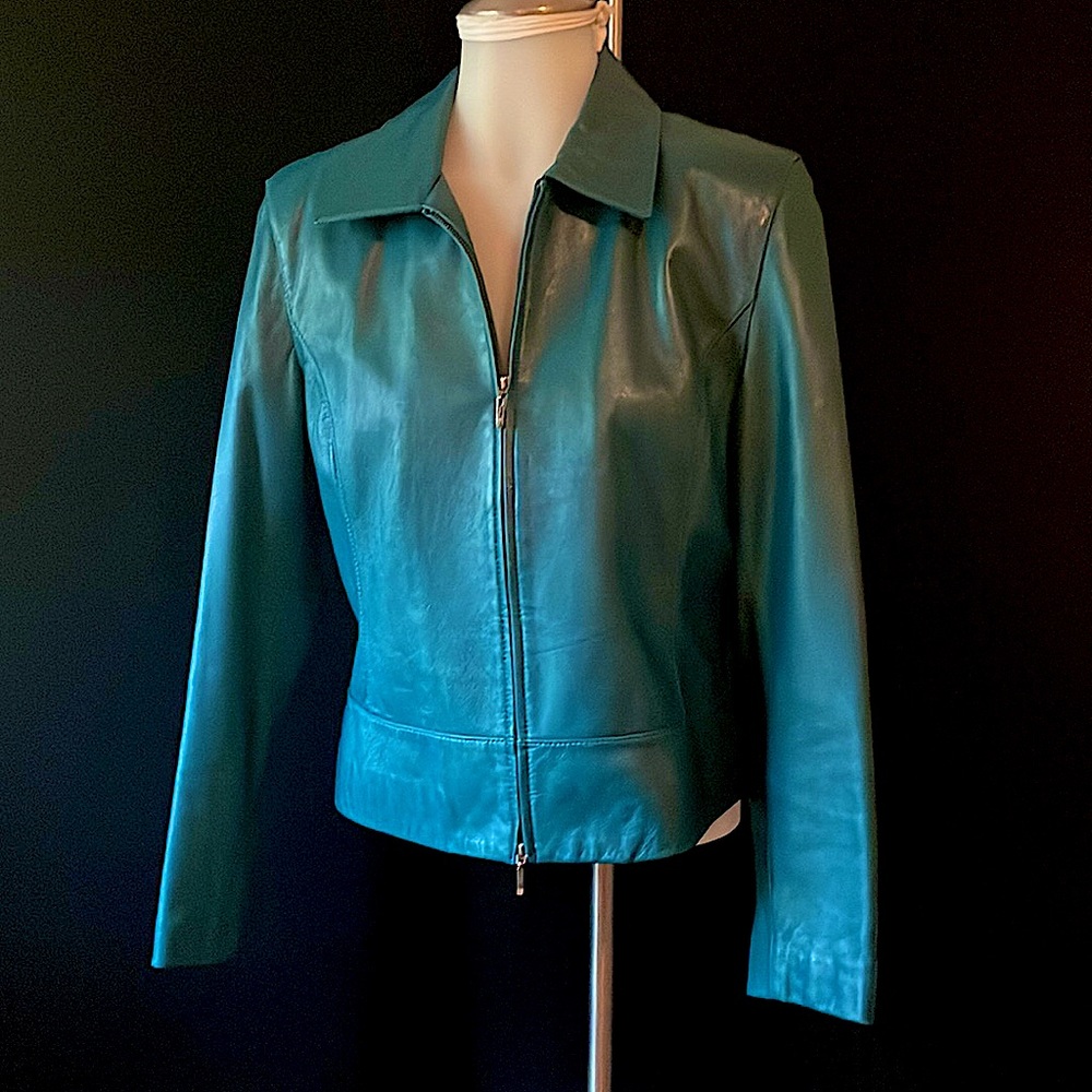 Stunning Teal Blue Italian Leather Jacket - Gem